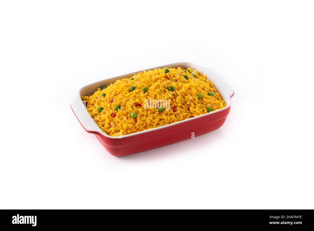 Traditional Mexican rice isolated on white background Stock Photo - Alamy
