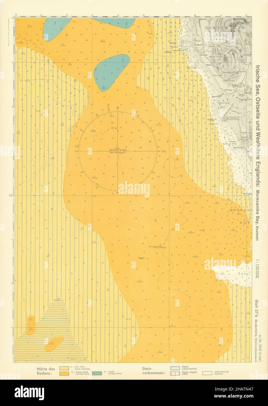 57b. Cumbria coast. Irish Sea. Barrow-in-Furness. KRIEGSMARINE Nazi map ...