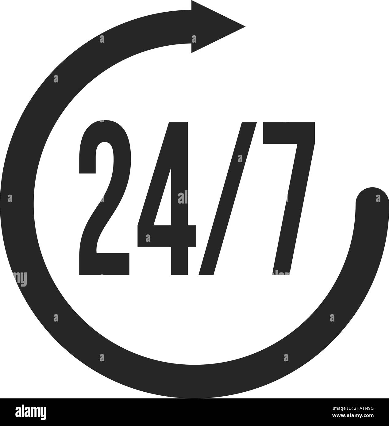 24 hours 7 days service icon in black round arrow Stock Vector Image ...