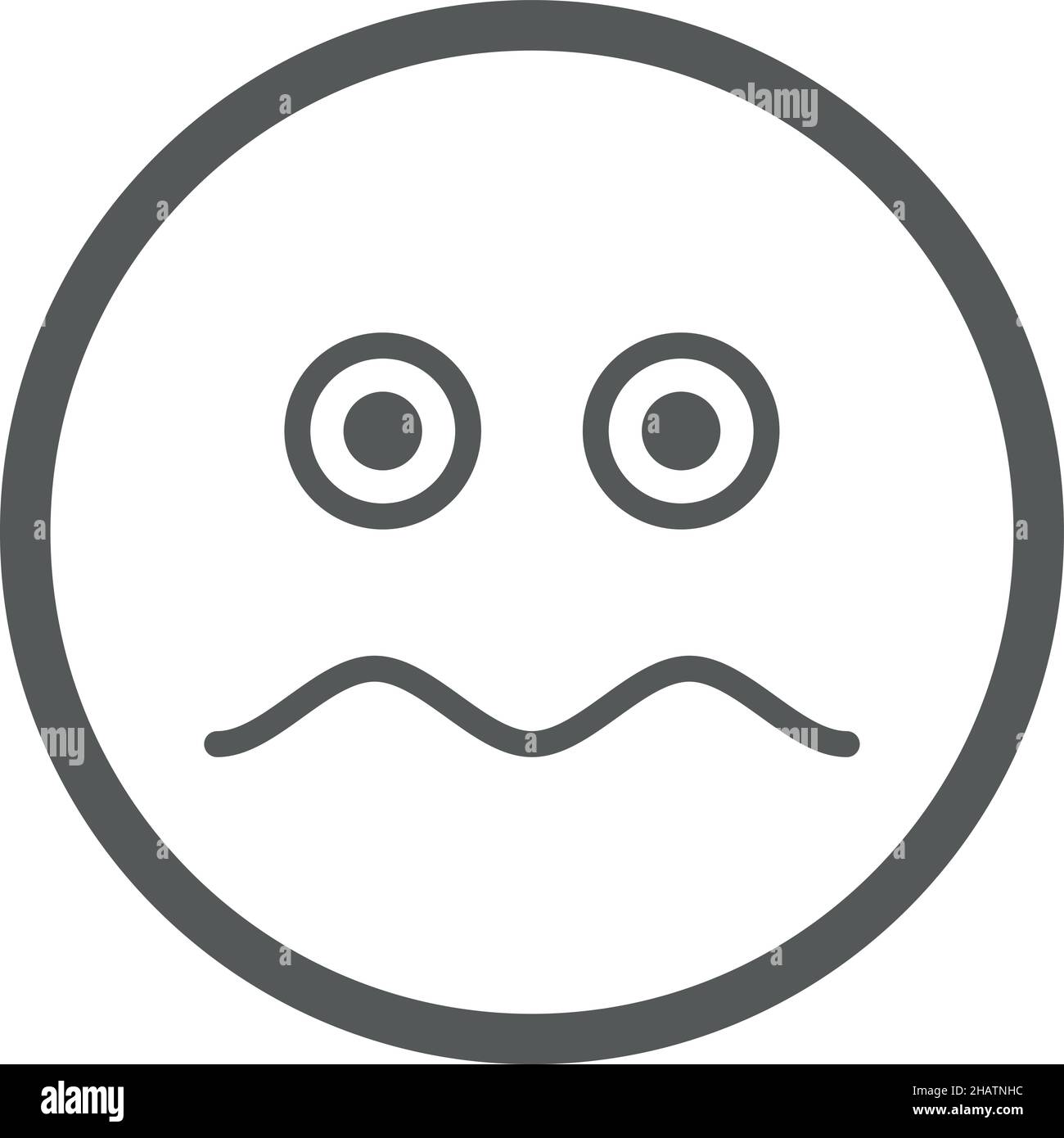 Frustrated face. Round line emoji. Unhappy expression Stock Vector ...