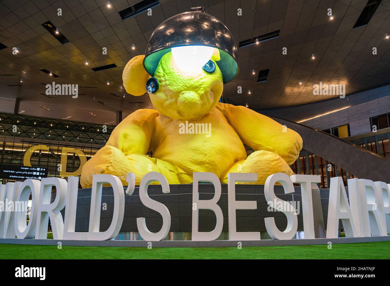 DOHA, QATAR - November 16, 2021 : Lamp Bear by Swiss artist Urs Fischer ...