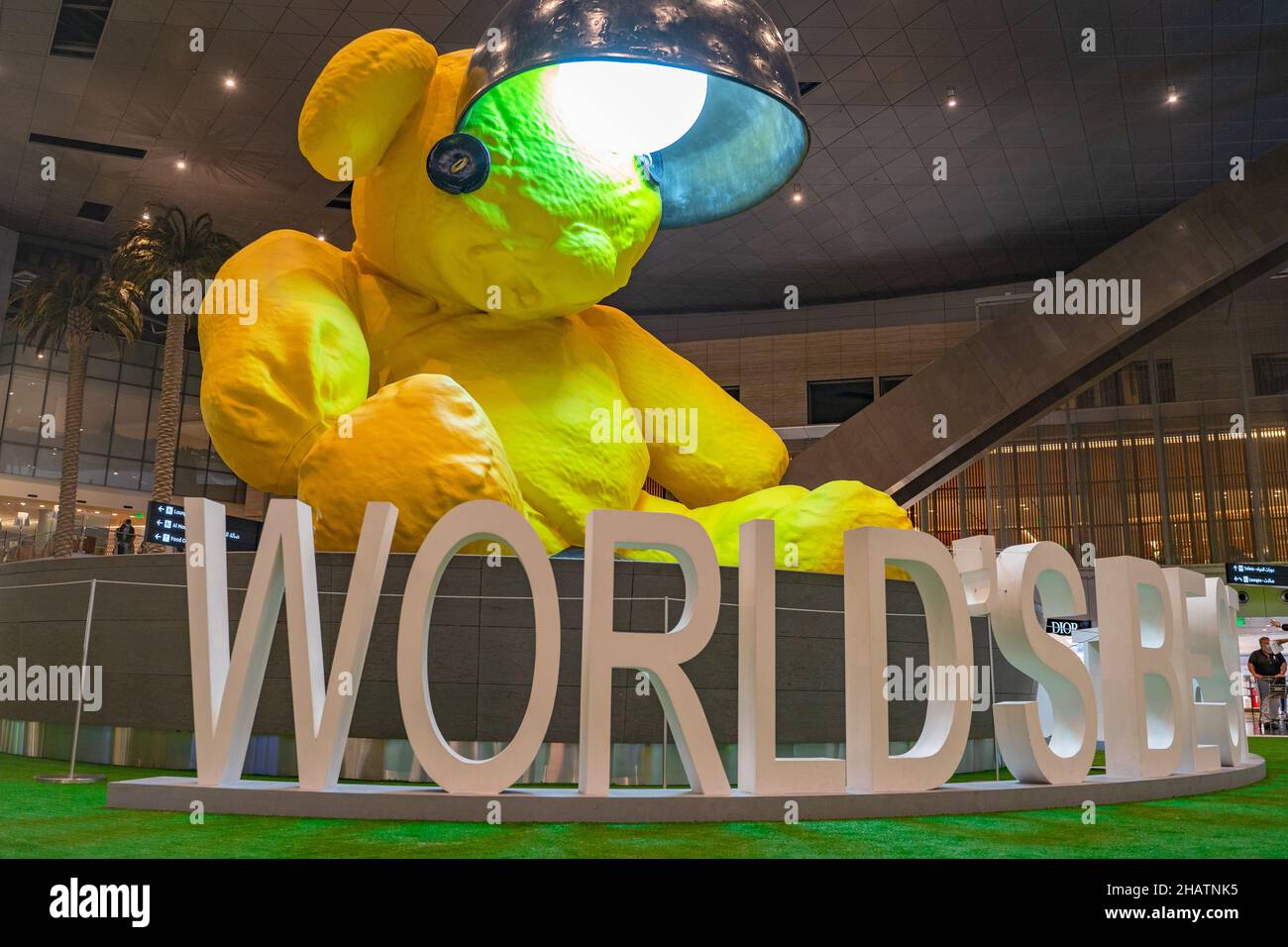 DOHA, QATAR - November 16, 2021 : Lamp Bear by Swiss artist Urs Fischer ...