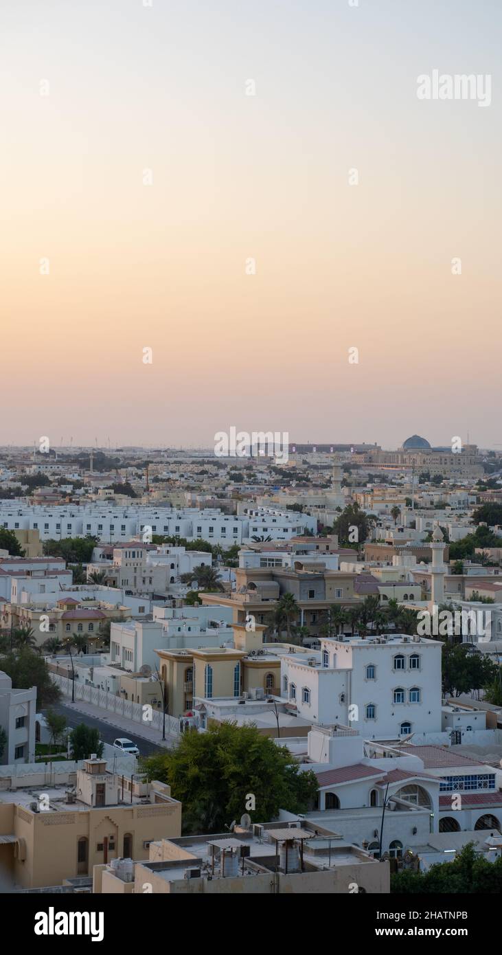 doha city bird view during the day time , onaiza residential area ...