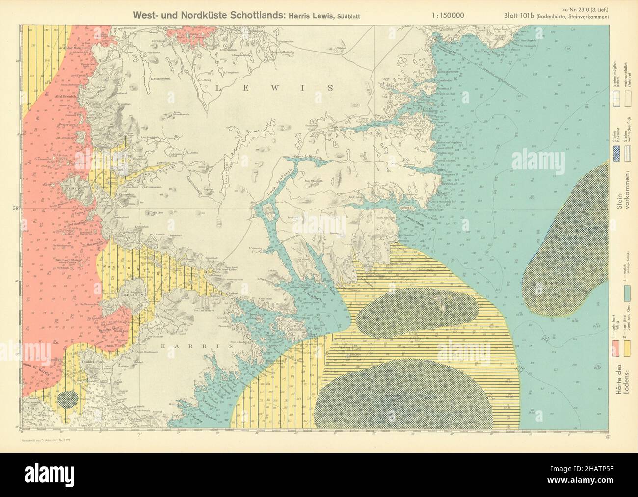 101b. Lewis & Harris south. Nebrides Scotland. KRIEGSMARINE Nazi map ...