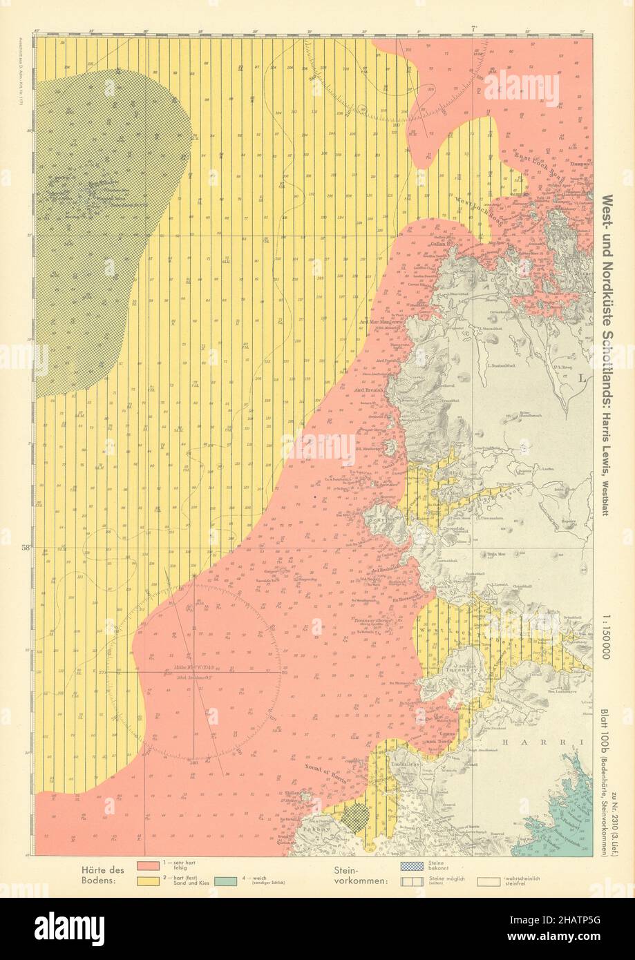 100b. Lewis & Harris west. Hebrides Scotland. KRIEGSMARINE Nazi map ...