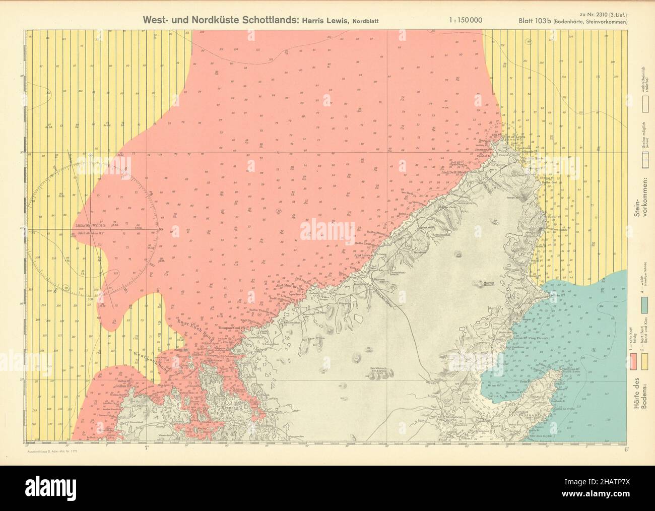 103b. Lewis north sheet. Hebrides Ross-shire. KRIEGSMARINE Nazi map ...