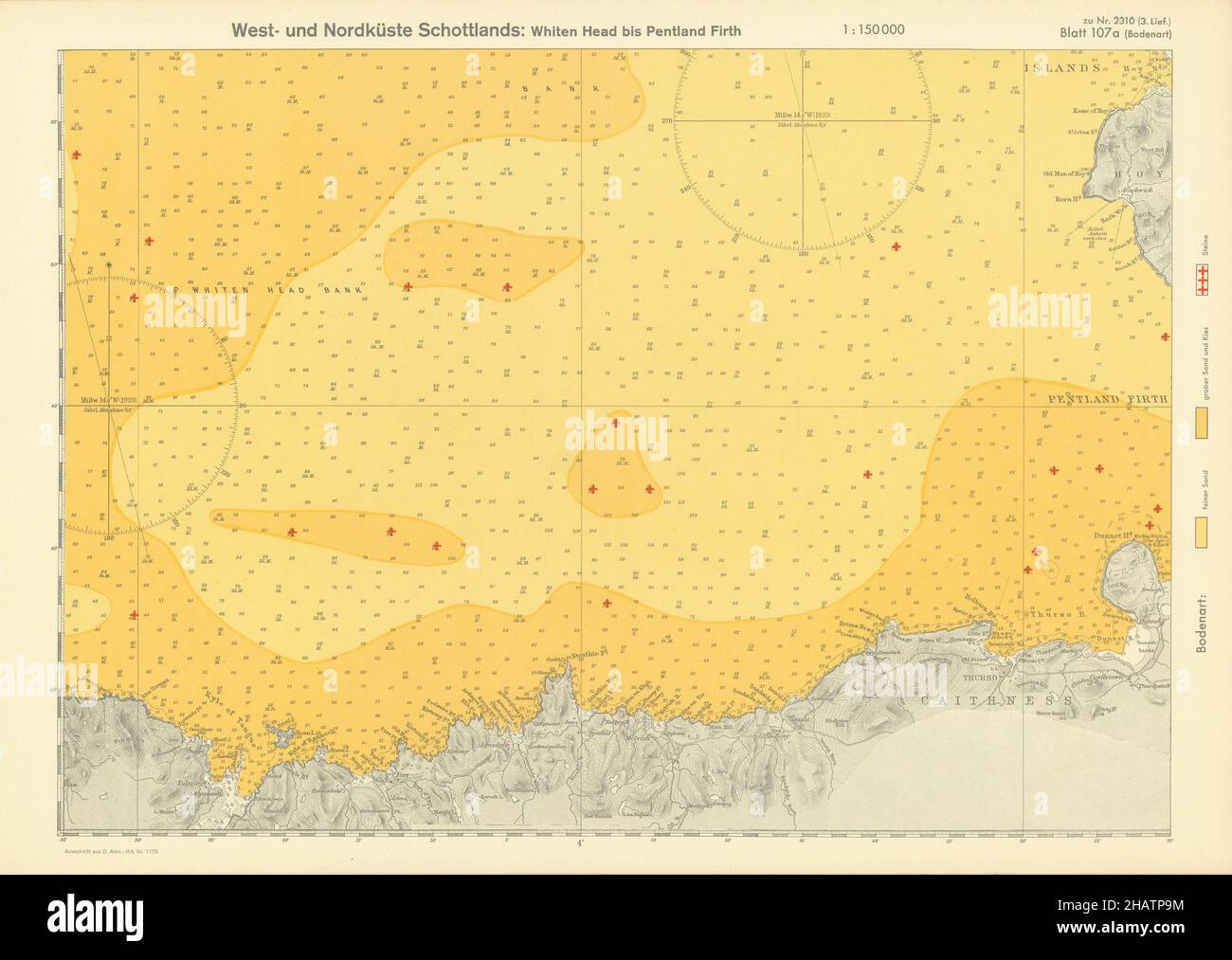 107a. Caithness Sutherland Hoy Orkney coast. KRIEGSMARINE Nazi map 1940 ...