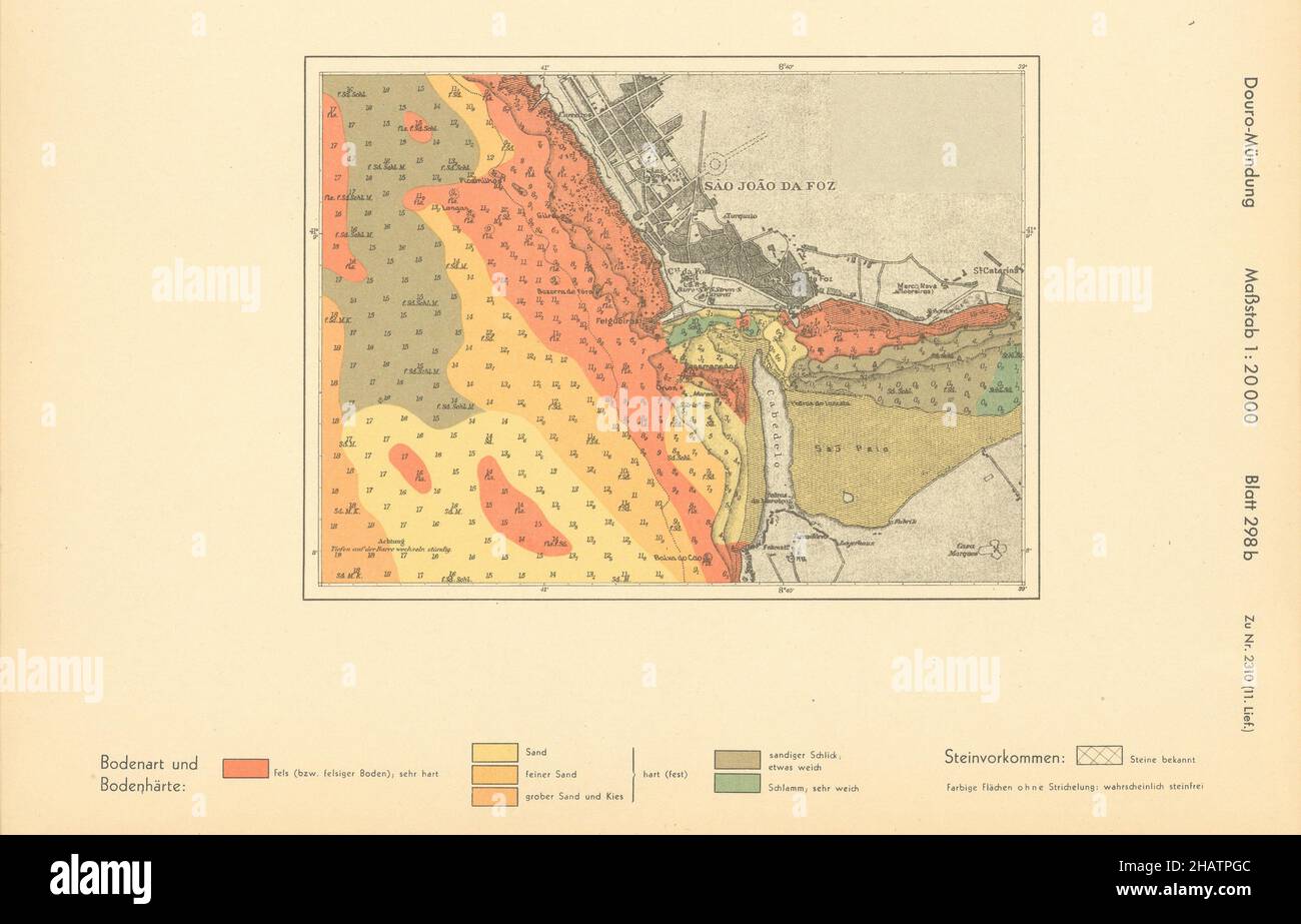 Foz do Douro, Porto. Douro estuary. Portugal. KRIEGSMARINE Nazi map ...