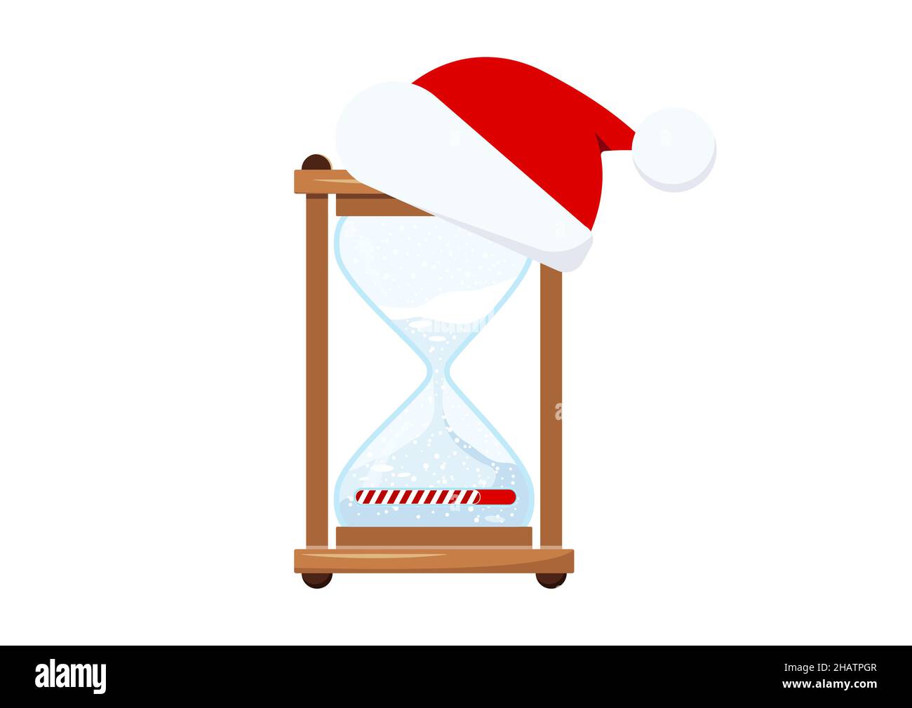 Christmas hourglass with countdown bar falling snow in Santa Claus hat ...