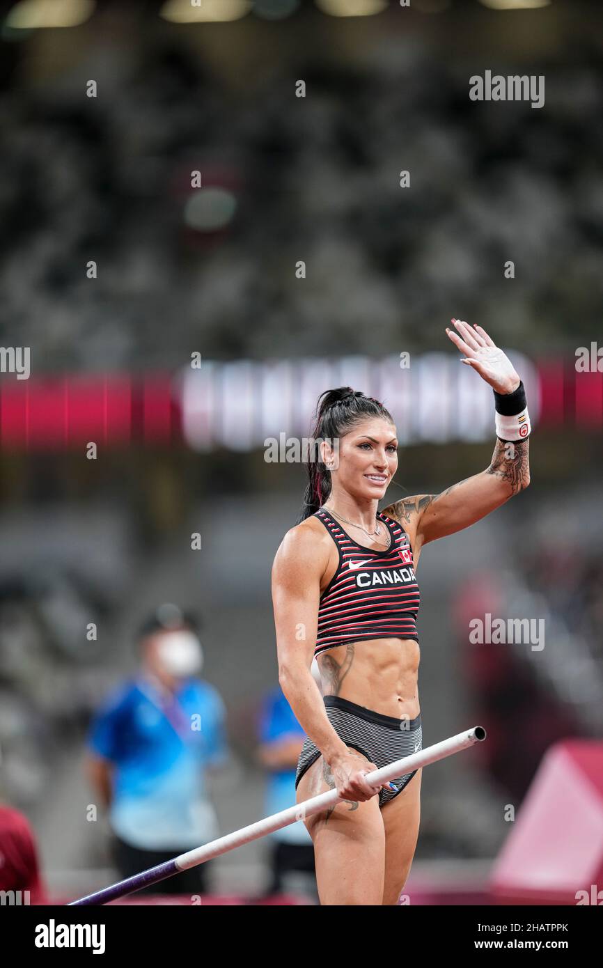 Anicka Newell participating in the Tokyo 2020 Olympics in the pole ...