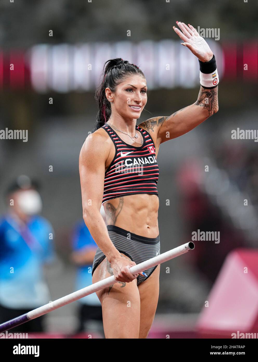 Anicka Newell participating in the Tokyo 2020 Olympics in the pole ...