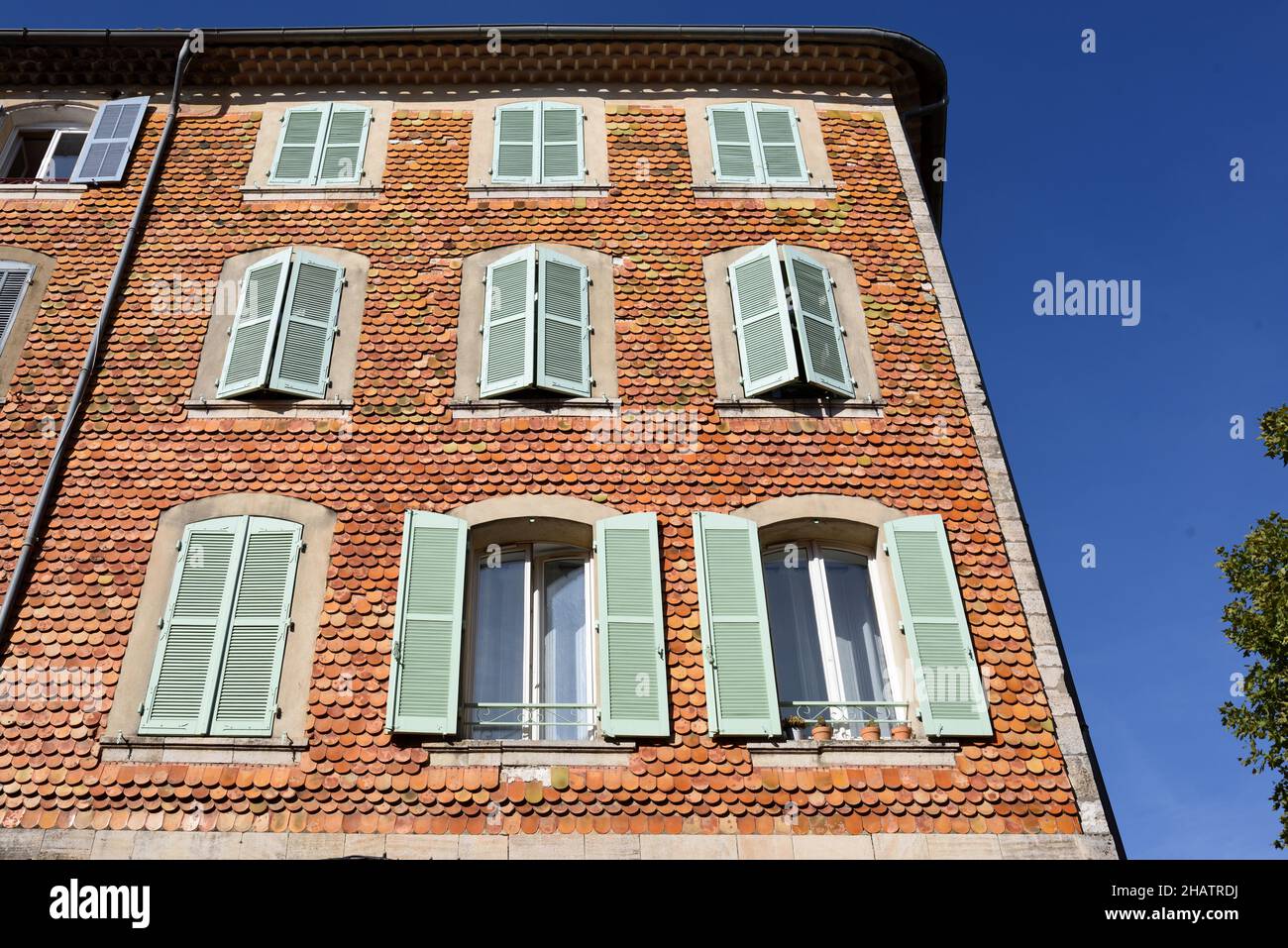Historic Facade Covered in Overlapping Wall Tiles or Tile Shingles ...