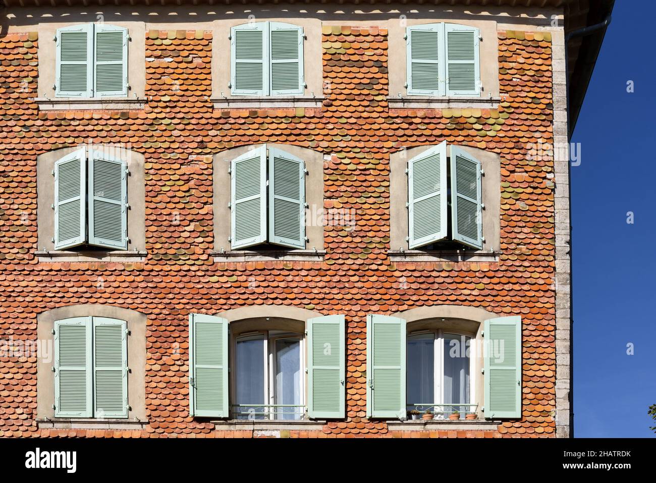 Historic Facade Covered in Overlapping Wall Tiles or Tile Shingles ...
