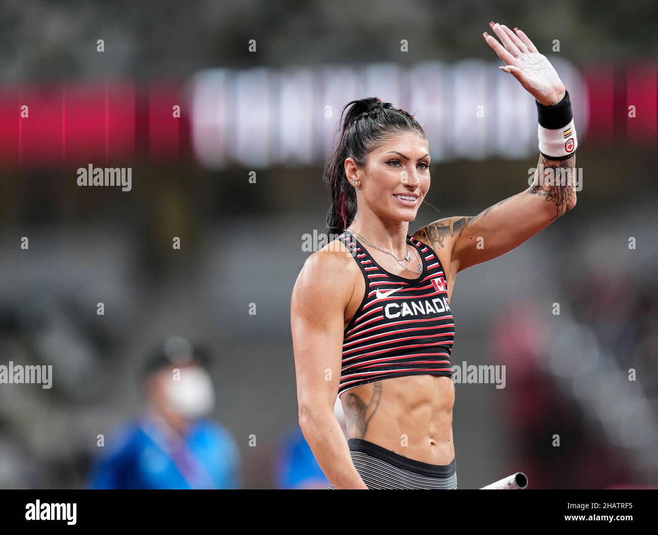 Anicka Newell participating in the Tokyo 2020 Olympics in the pole ...