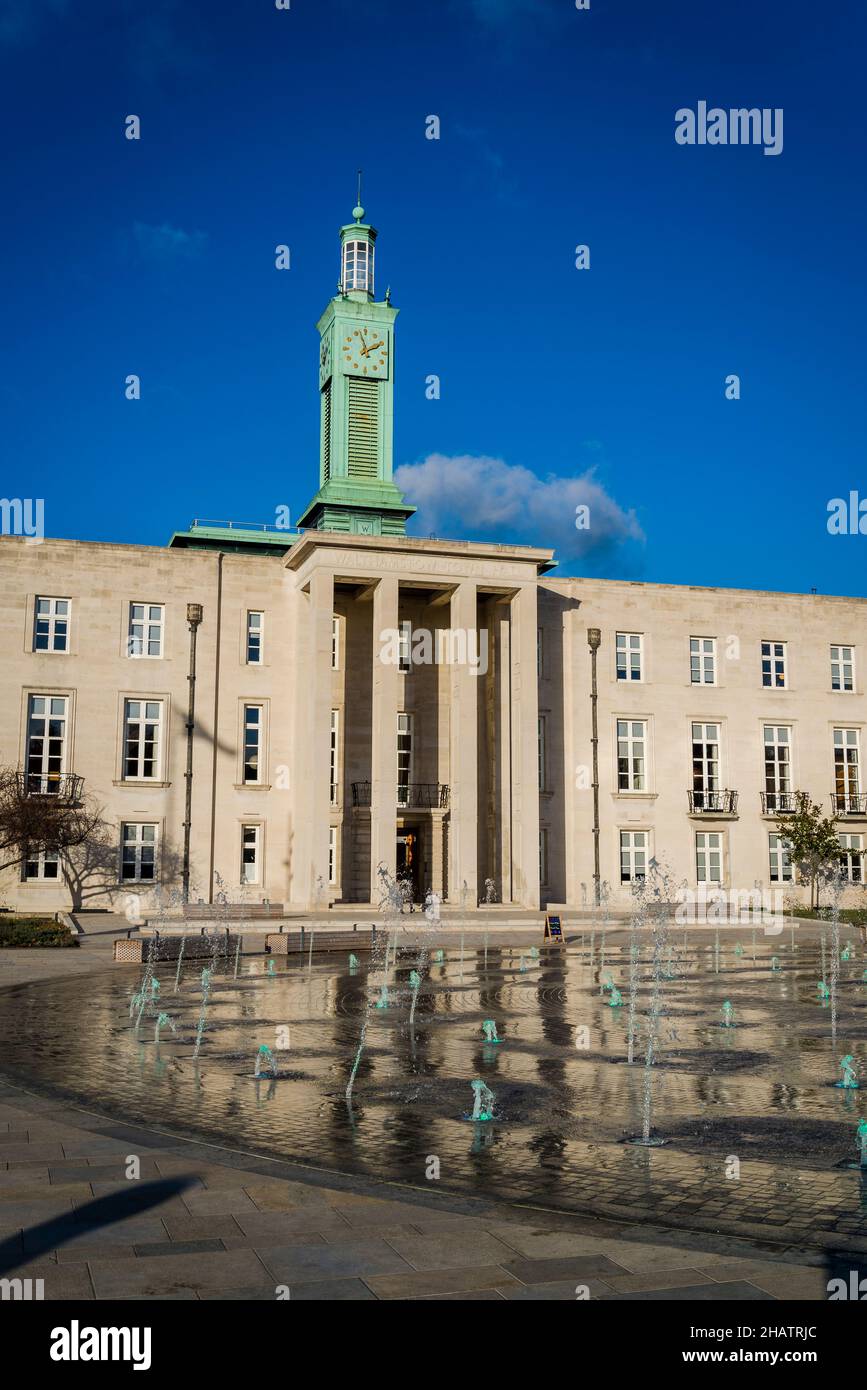 Fountain in front of Waltham Forest Town Hall, a Grade II Listed ...