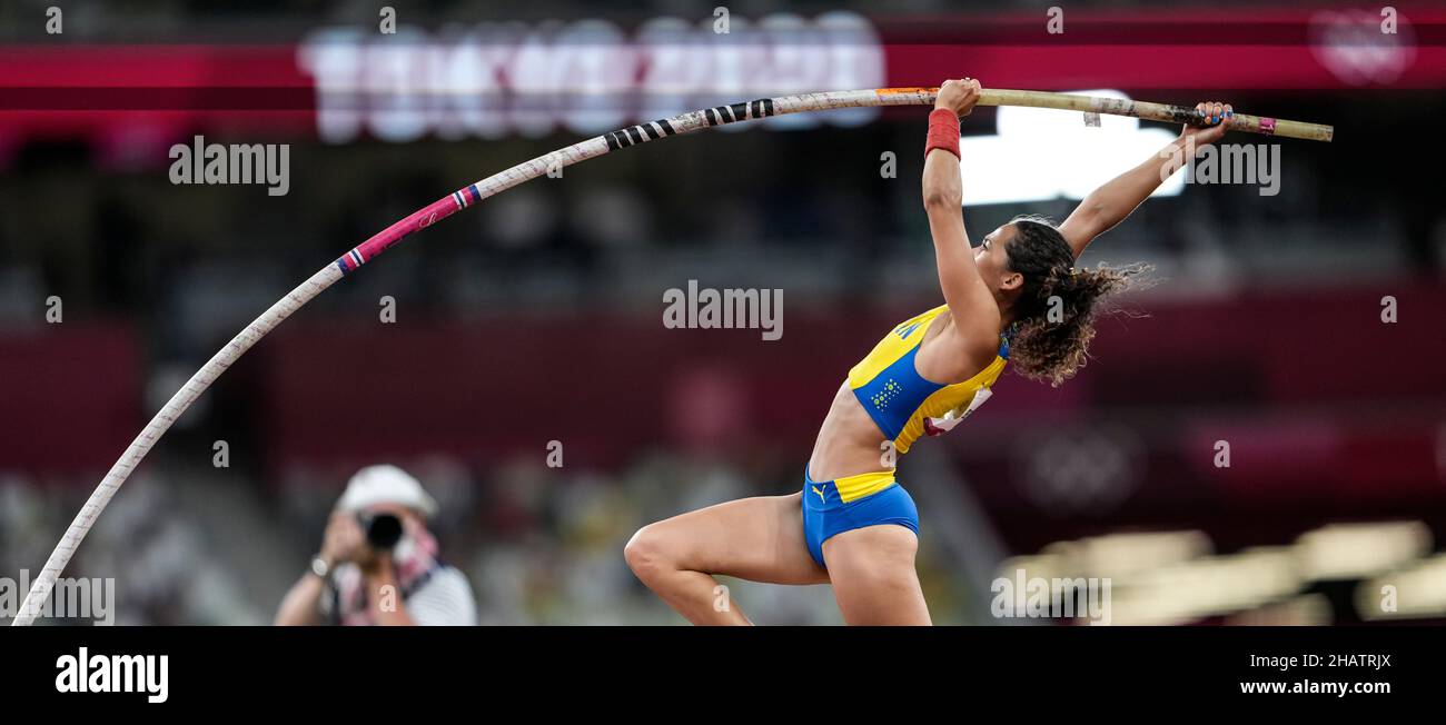 Angelica Bengtsson participating in the Tokyo 2020 Olympics in the pole ...