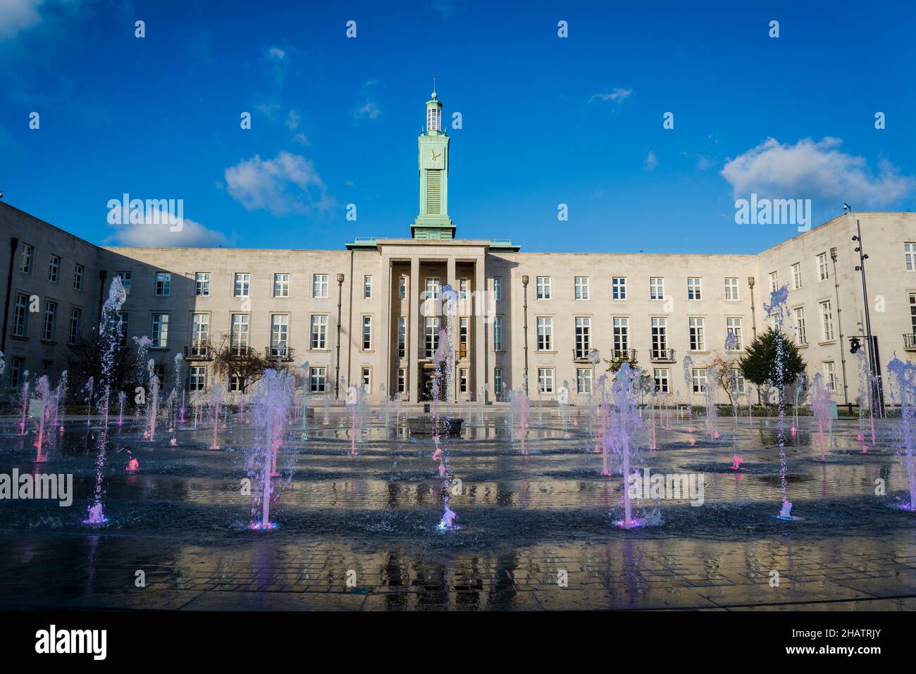 Fountain in front of Waltham Forest Town Hall, a Grade II Listed ...