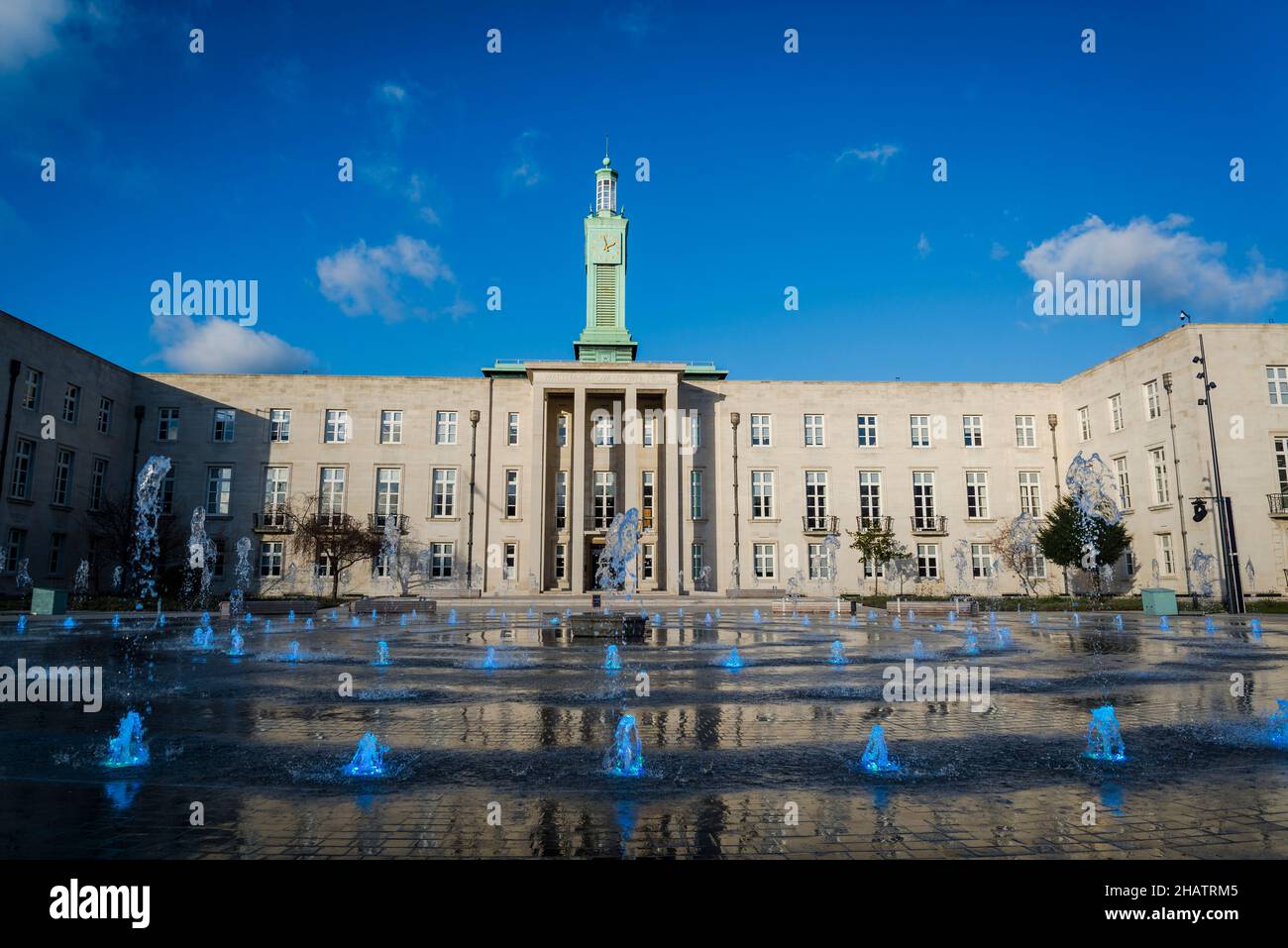 Fountain in front of Waltham Forest Town Hall, a Grade II Listed ...