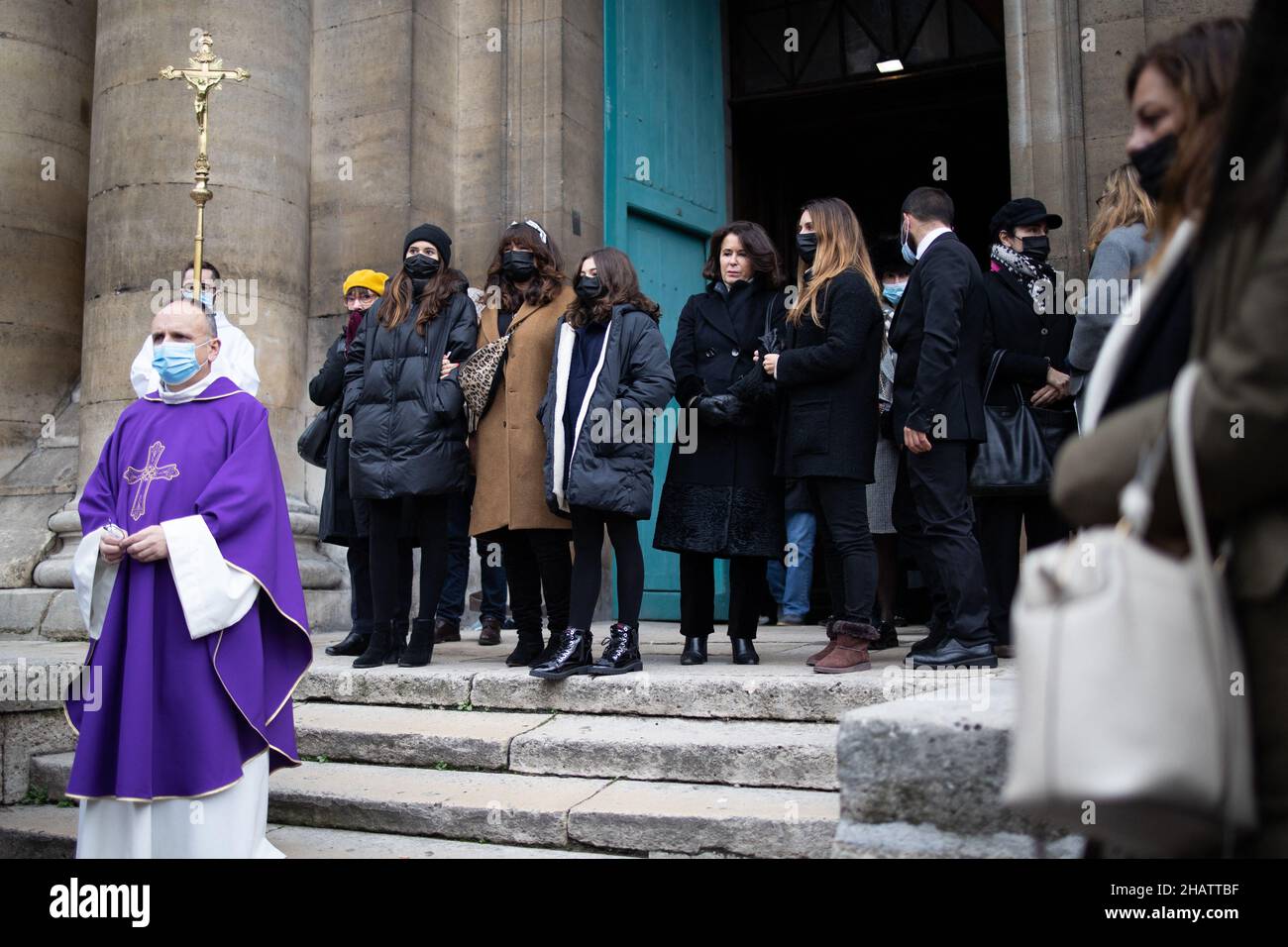 Paris, France, 15/12/2021, Elsa Wolinski and her daughters during the ...