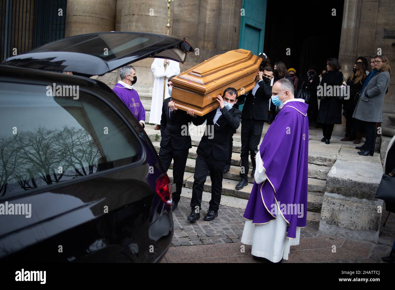 Paris, France, 15/12/2021, The coffin during the funeral of Maryse ...