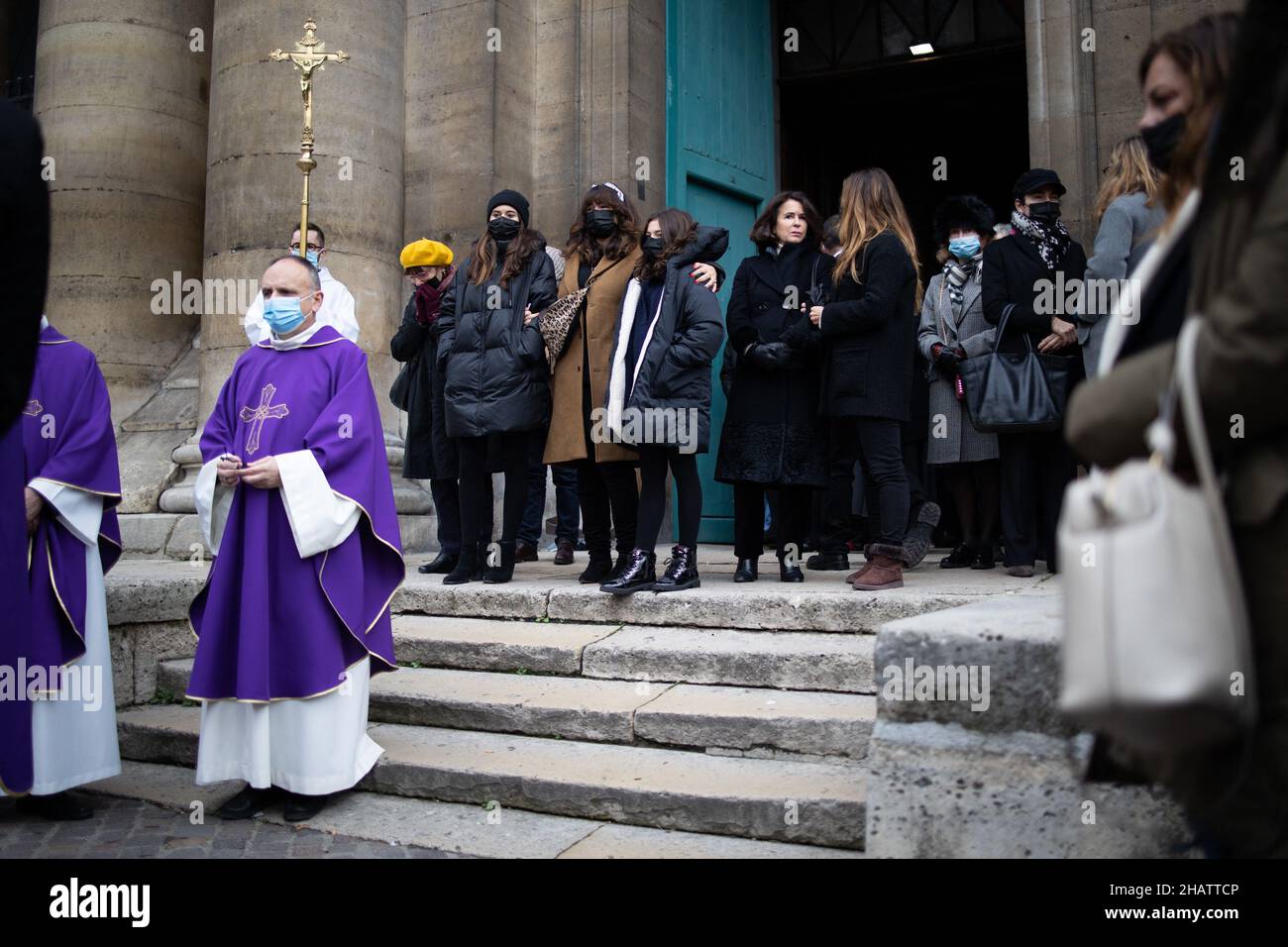 Paris, France, 15/12/2021, Elsa Wolinski and her daughters during the ...