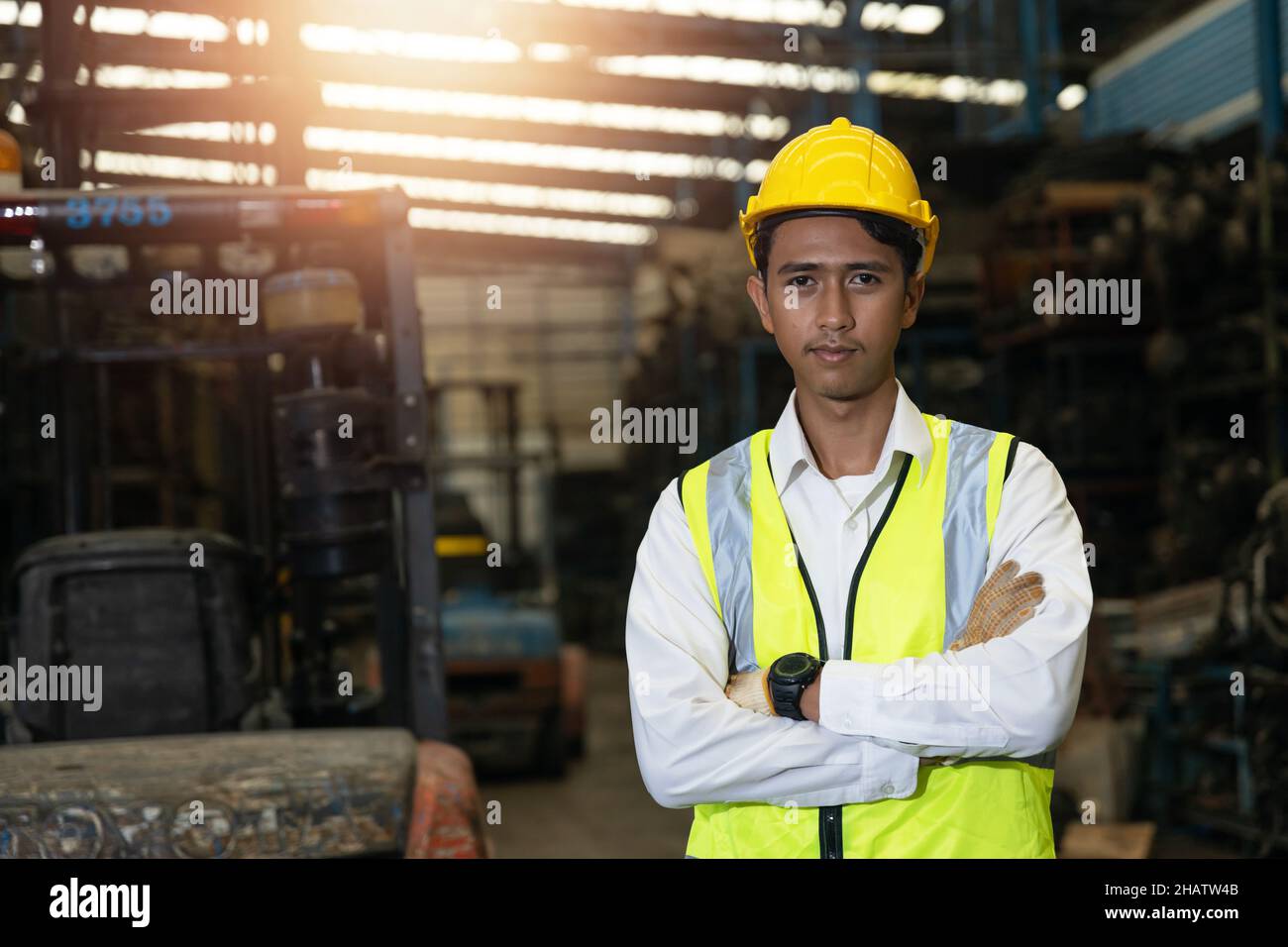 Portrait of Asian man worker working in factory Stock Photo - Alamy