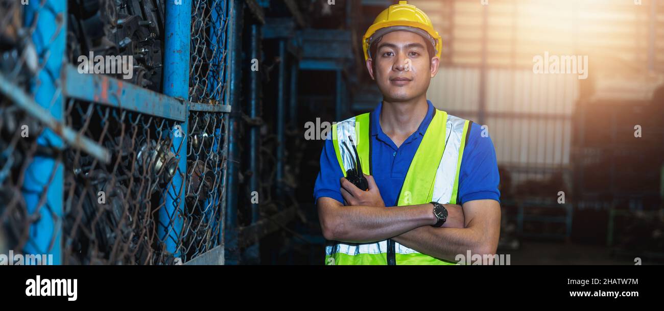 Portrait of Asian man worker working in factory Stock Photo - Alamy