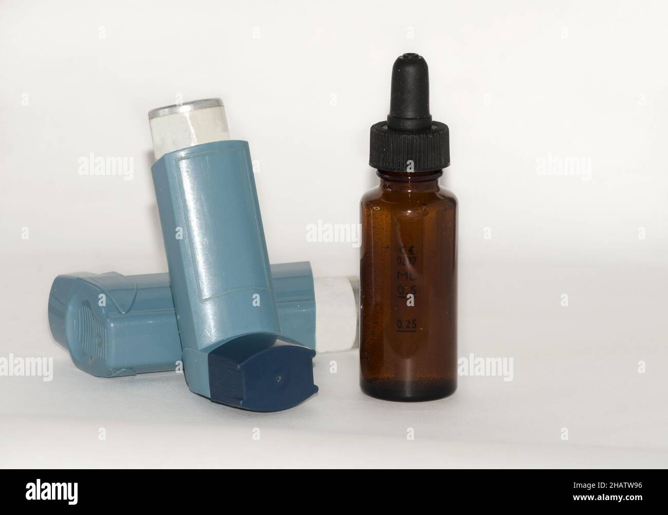 Small bottle of salbutamol with inhalers on the white surface Stock ...