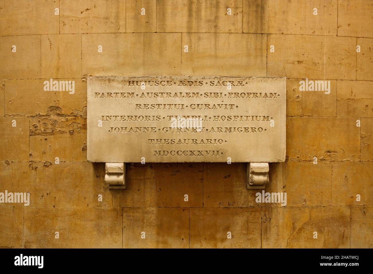 London, United Kingdom; March 16th 2011: Plaque written in Latin ...