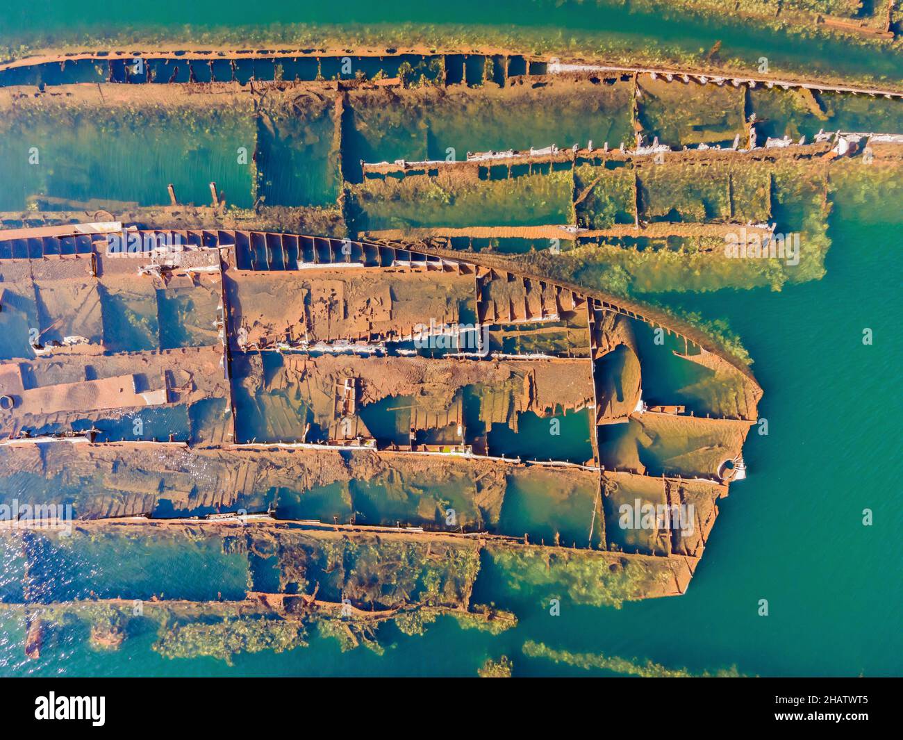 Abandoned broken shipwreck sticking out of the sea Stock Photo - Alamy