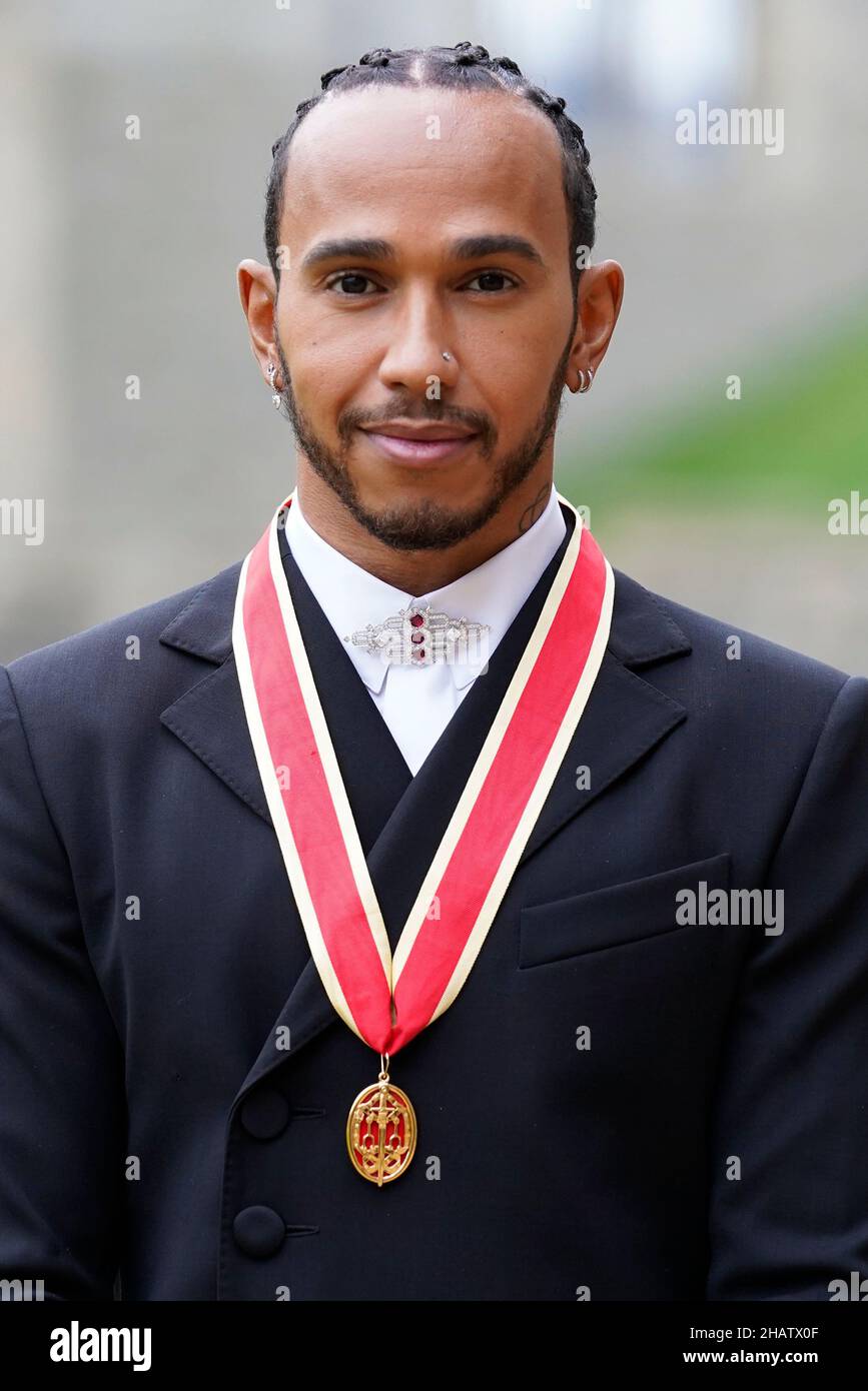 Sir Lewis Hamilton after he was made a Knight Bachelor by the Prince of ...