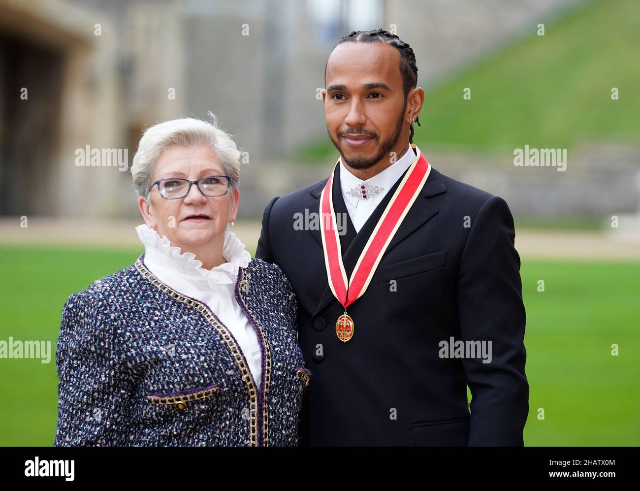 Sir Lewis Hamilton with his mother Carmen Lockhart after he was made a ...