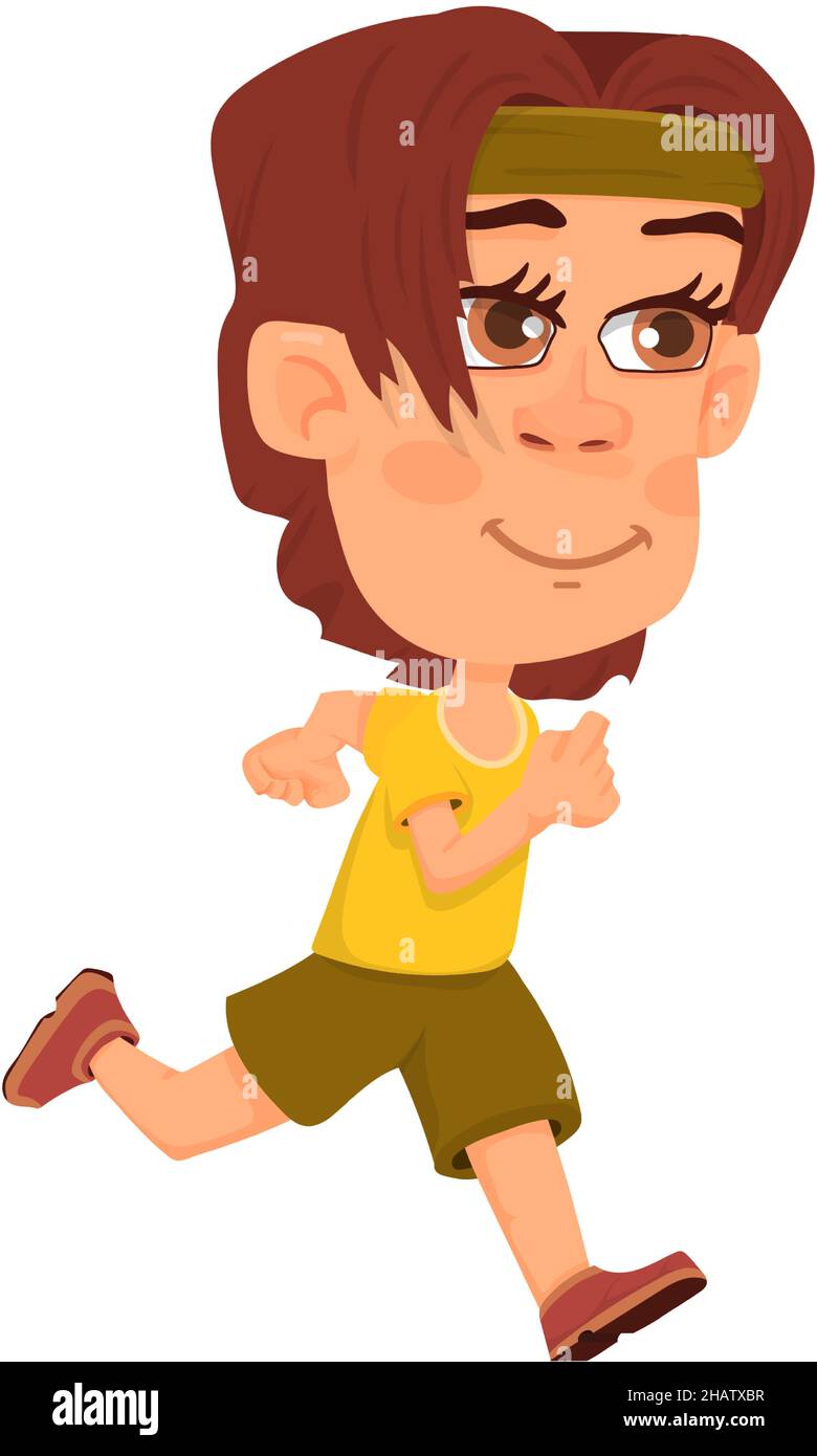 Jogger boy. Cartoon boy running. Child sport Stock Vector Image & Art ...