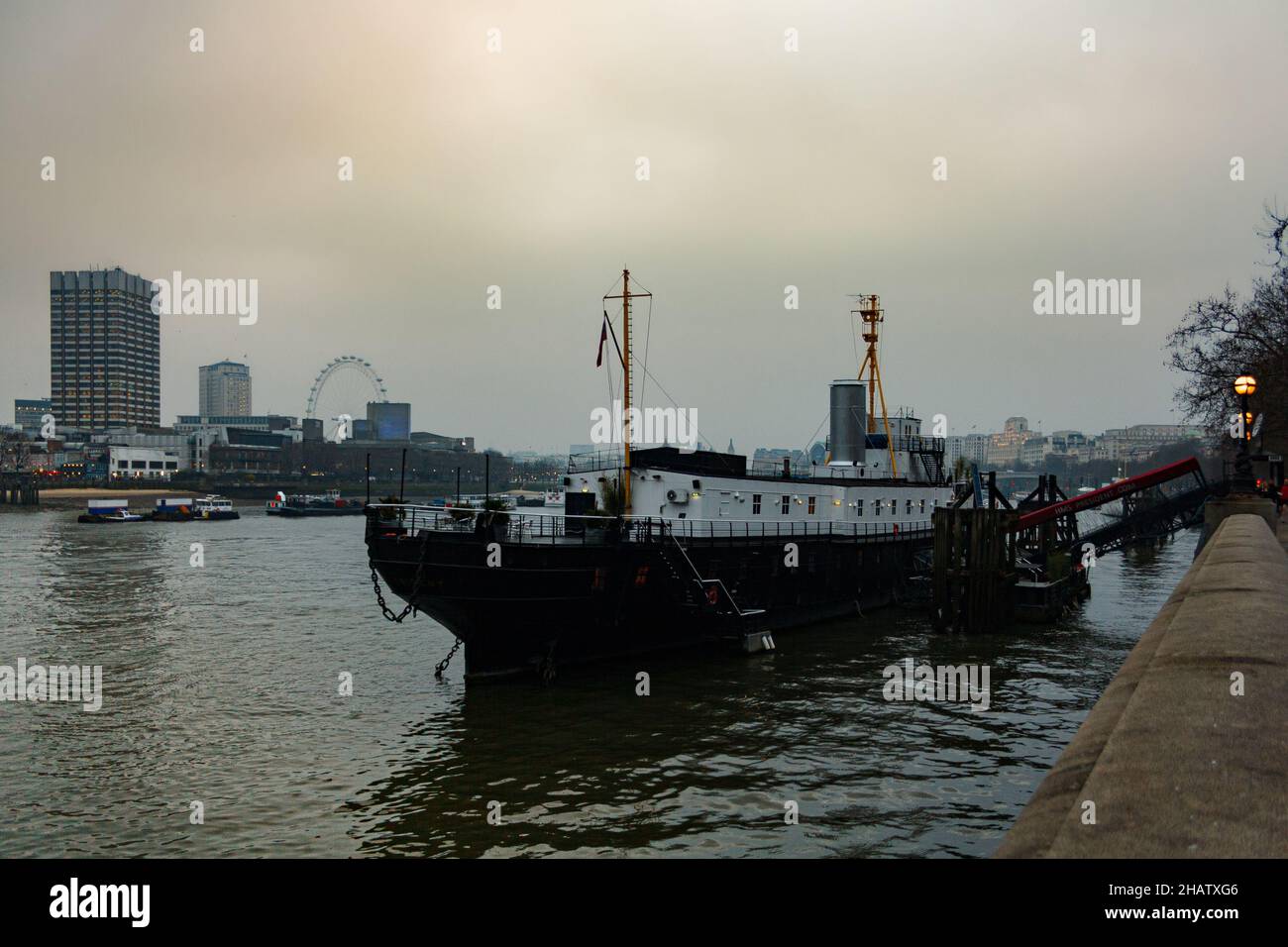 London, United Kingdom; March 16th 2011: Museum ship, HMS President ...
