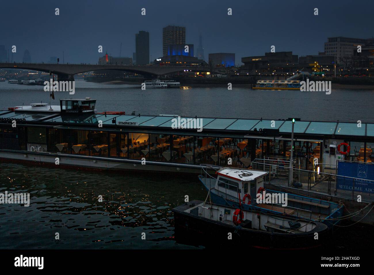 London, United Kingdom; March 16th 2011: Restaurant boat on the River ...