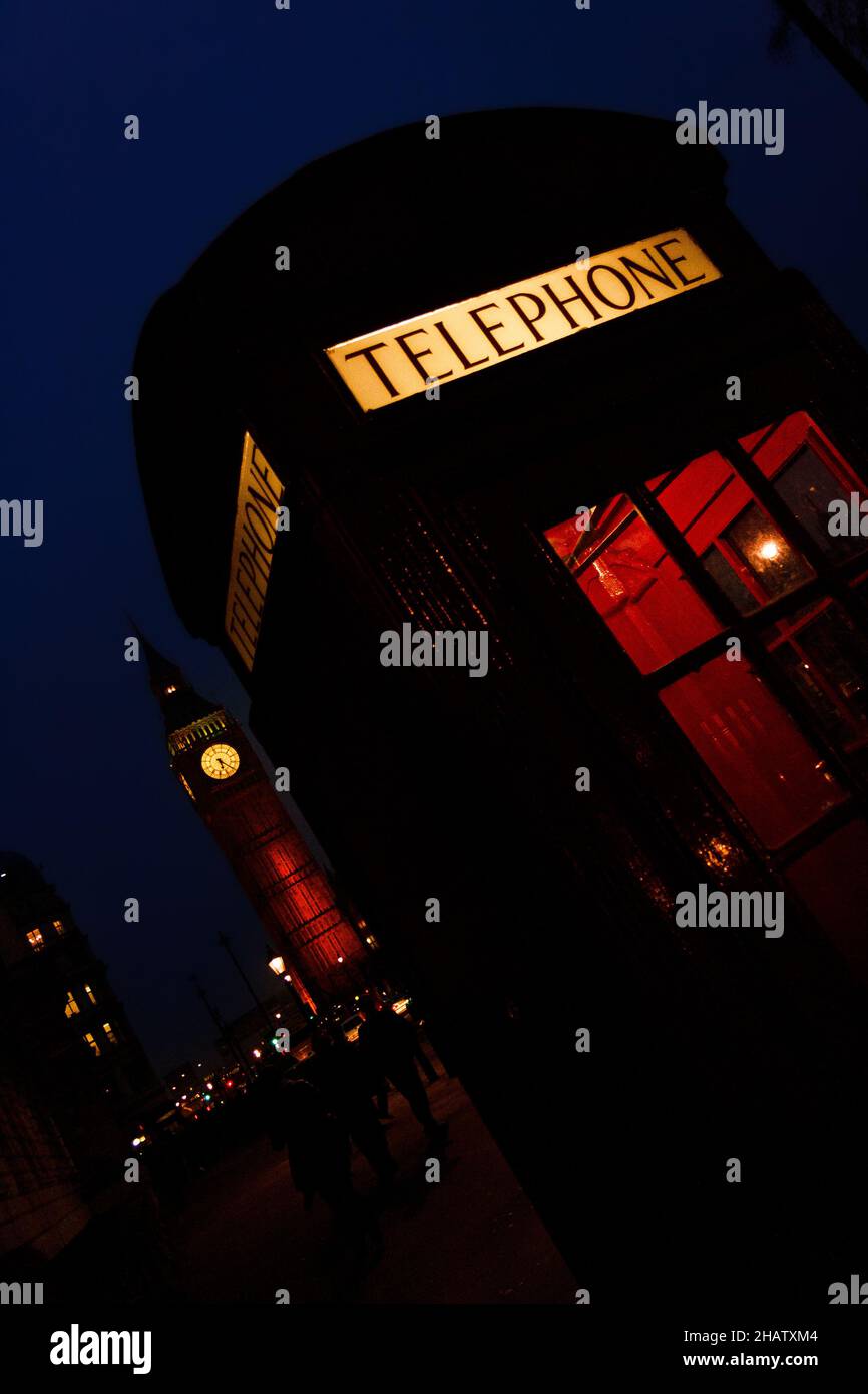 London, United Kingdom; March 16th 2011: Typical British phone box at ...