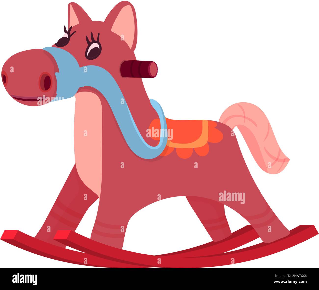 Brown wooden horse. Baby rocking toy in cartoon style Stock Vector ...