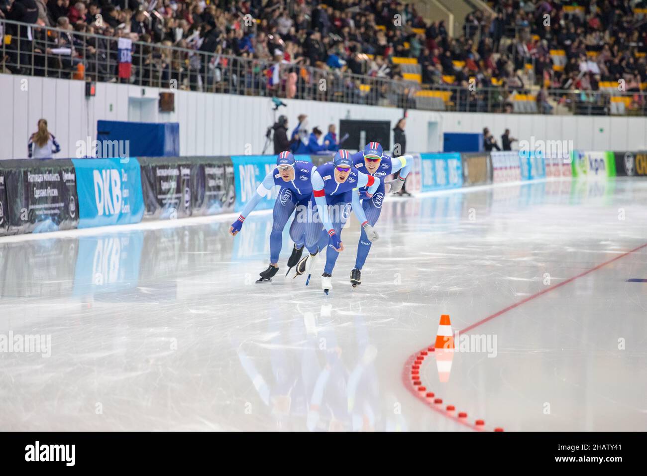 ISU European Speed Skating Championships. Athlete on ice. Classic speed ...