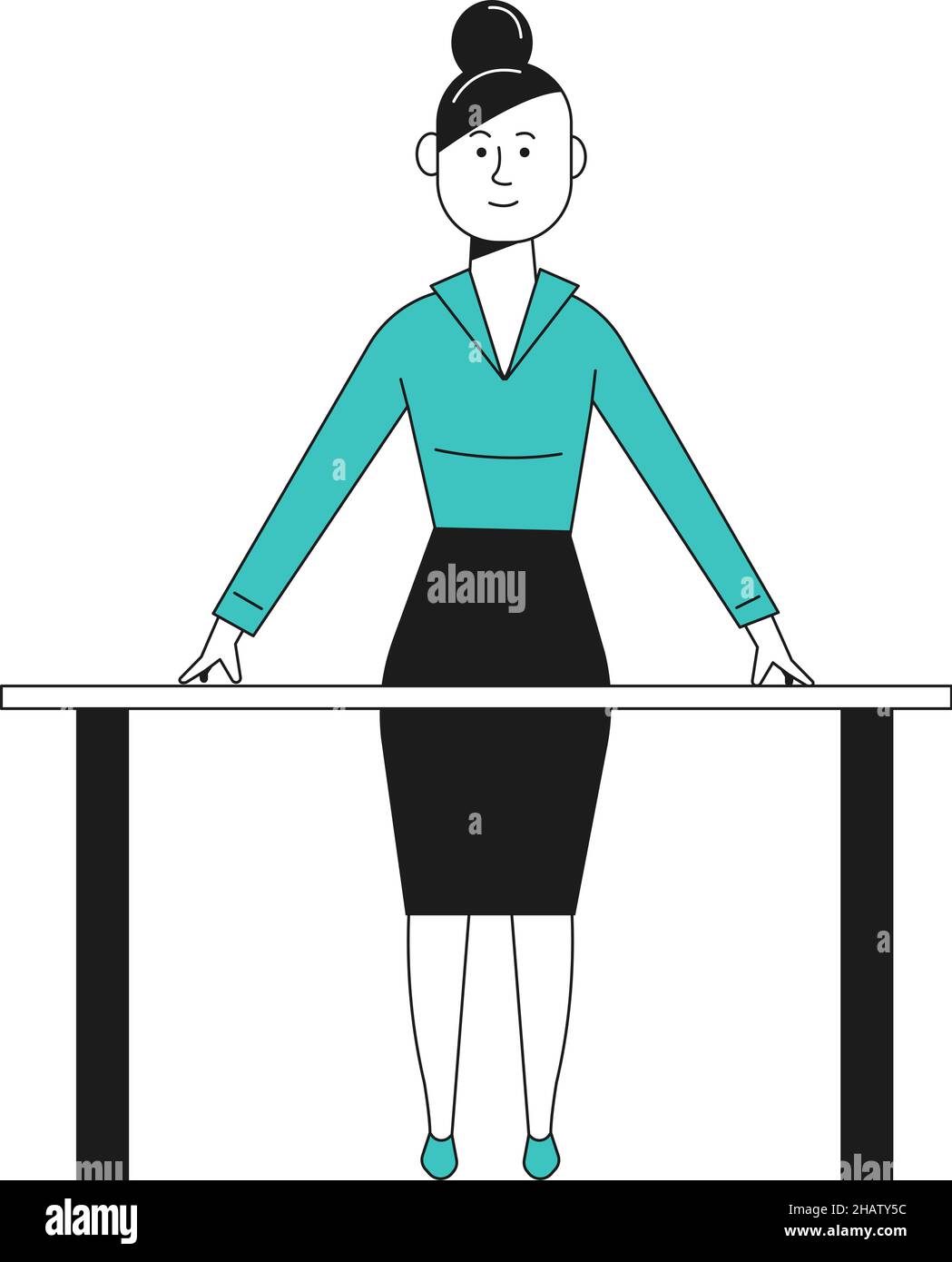 Woman standing working at desk Stock Vector Images - Alamy