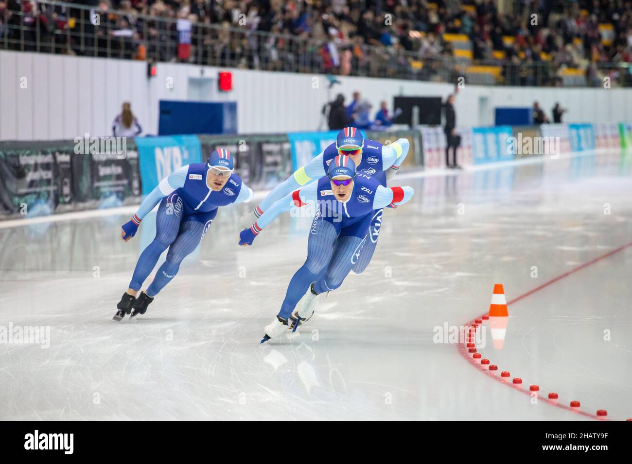 ISU European Speed Skating Championships. Athlete on ice. Classic speed ...