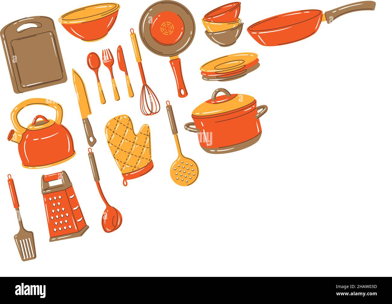Background with kitchen utensils. Cooking tools for home and restaurant ...