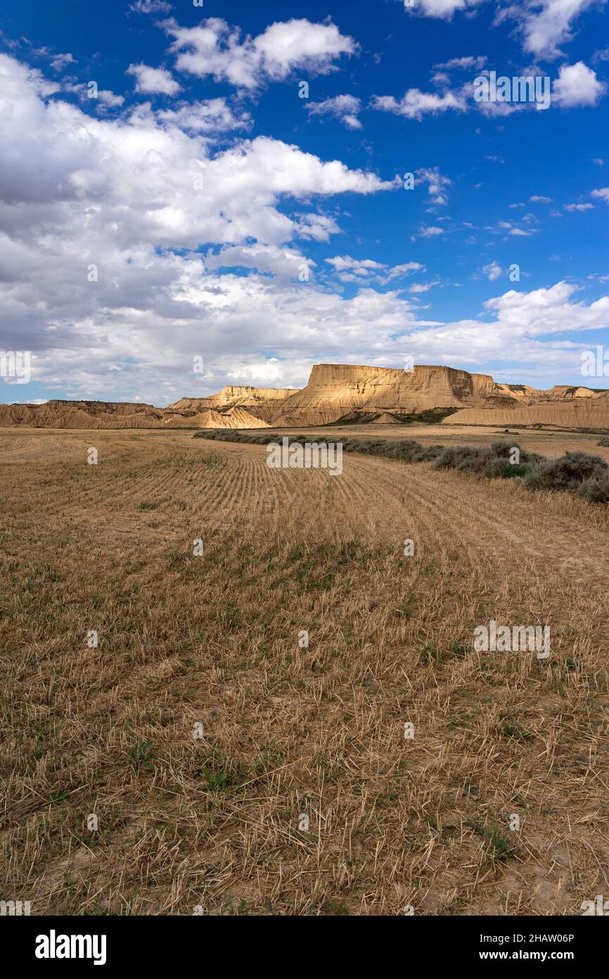 Rock formations in the desert area of Las Bardenas Reales in Navarra ...
