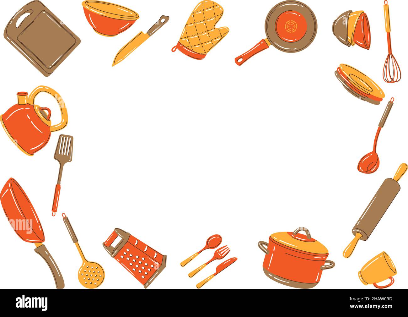 Frame with kitchen utensils. Cooking tools for home and restaurant ...