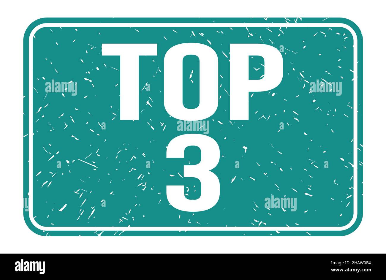 TOP 3, words written on blue rectangle stamp sign Stock Photo - Alamy