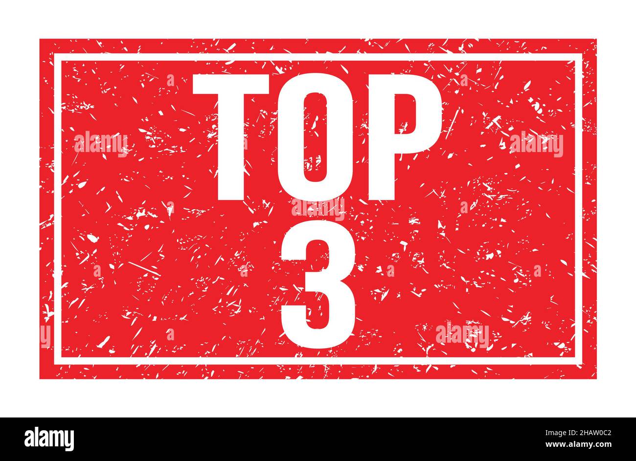TOP 3, words written on red rectangle stamp sign Stock Photo - Alamy