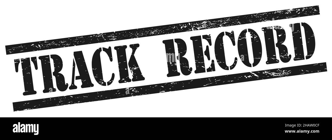 TRACK RECORD text on black grungy rectangle vintage stamp Stock Photo ...