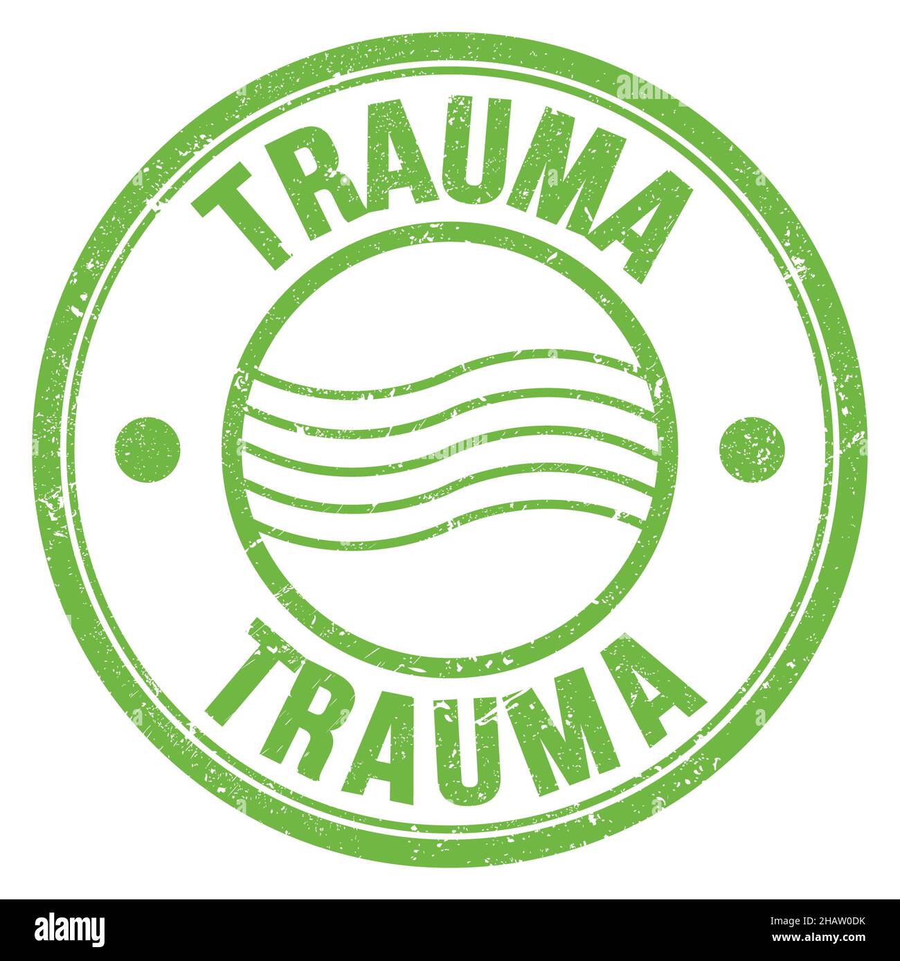 TRAUMA word written on green round postal stamp sign Stock Photo - Alamy