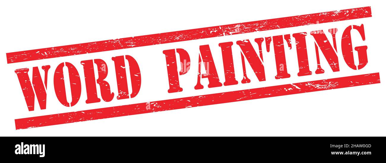 WORD PAINTING text on red grungy rectangle vintage stamp Stock Photo ...