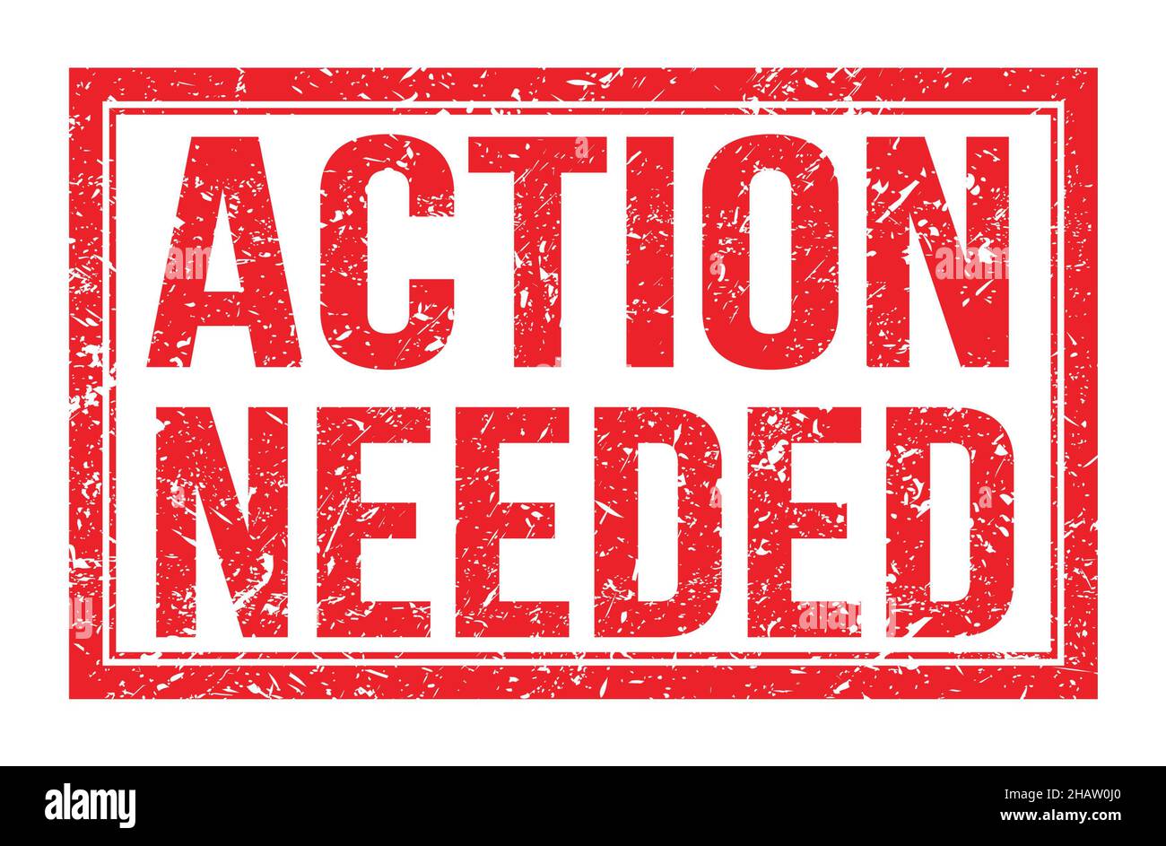 ACTION NEEDED, words written on red rectangle stamp sign Stock Photo ...