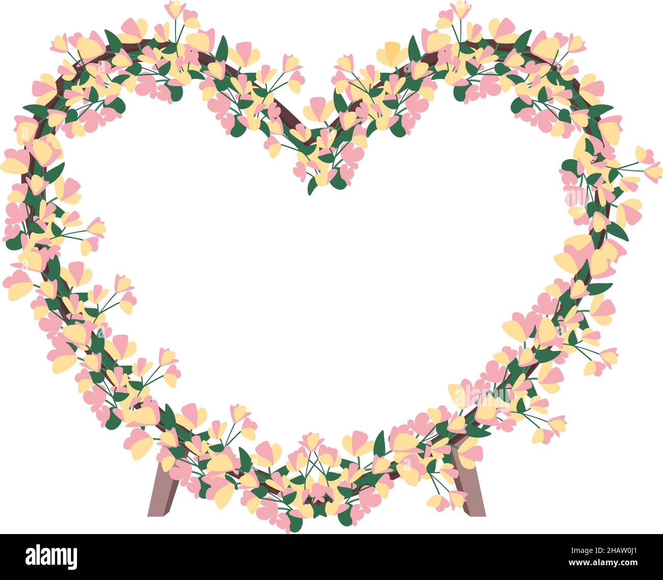 Heart shaped floral gate semi flat color vector object Stock Vector ...